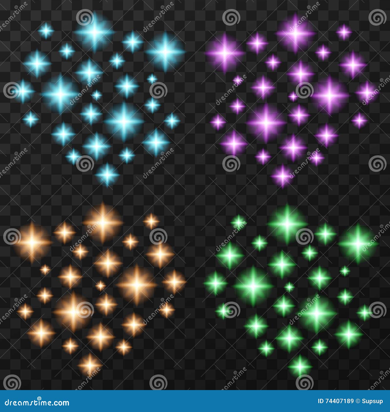 Colorful sparkles set stock vector. Illustration of cyan - 74407189