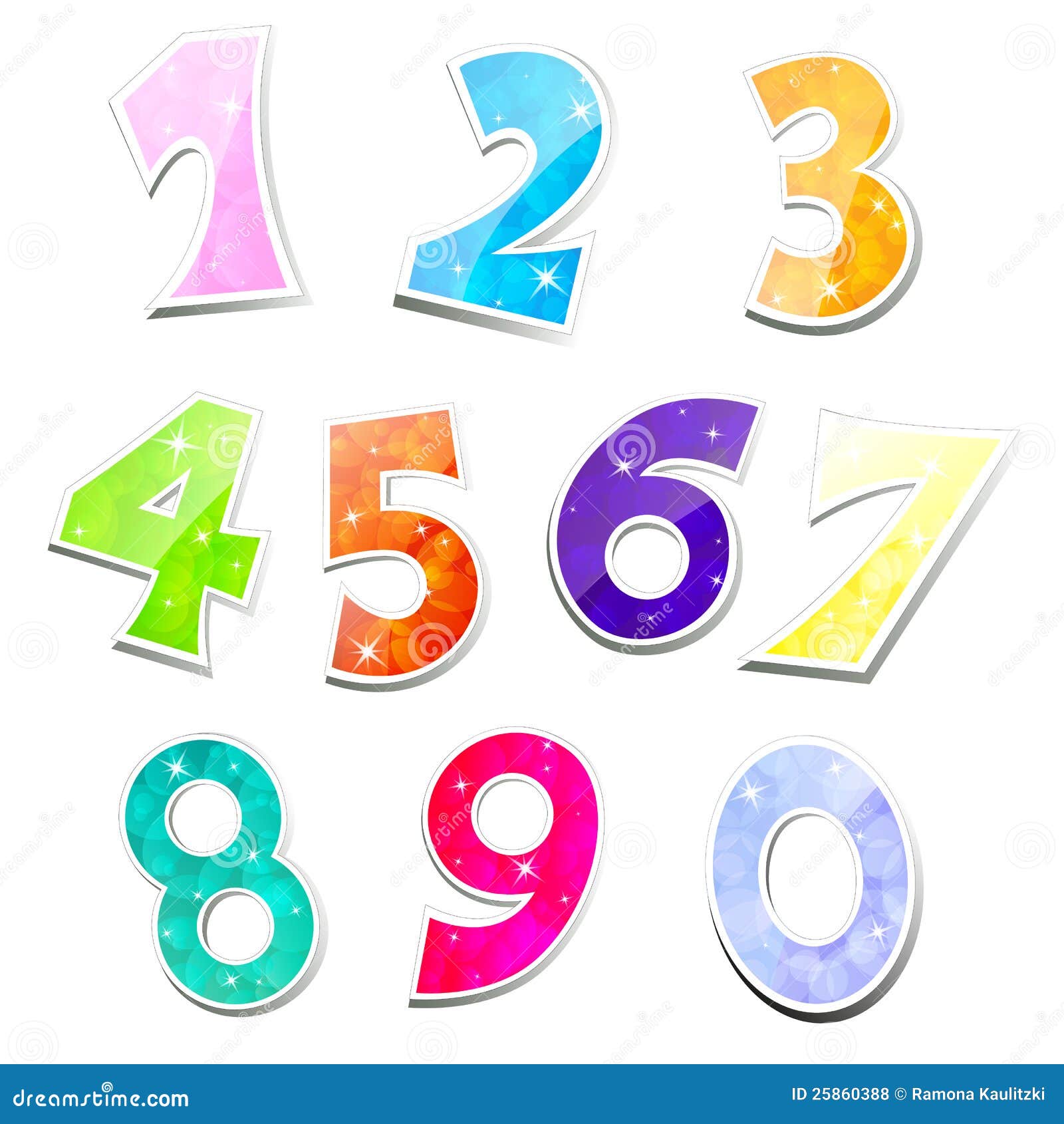 Colorful sparkling numbers stock illustration. Illustration of plus ...