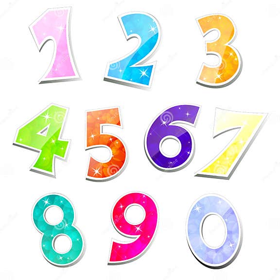 Colorful sparkling numbers stock illustration. Illustration of plus ...