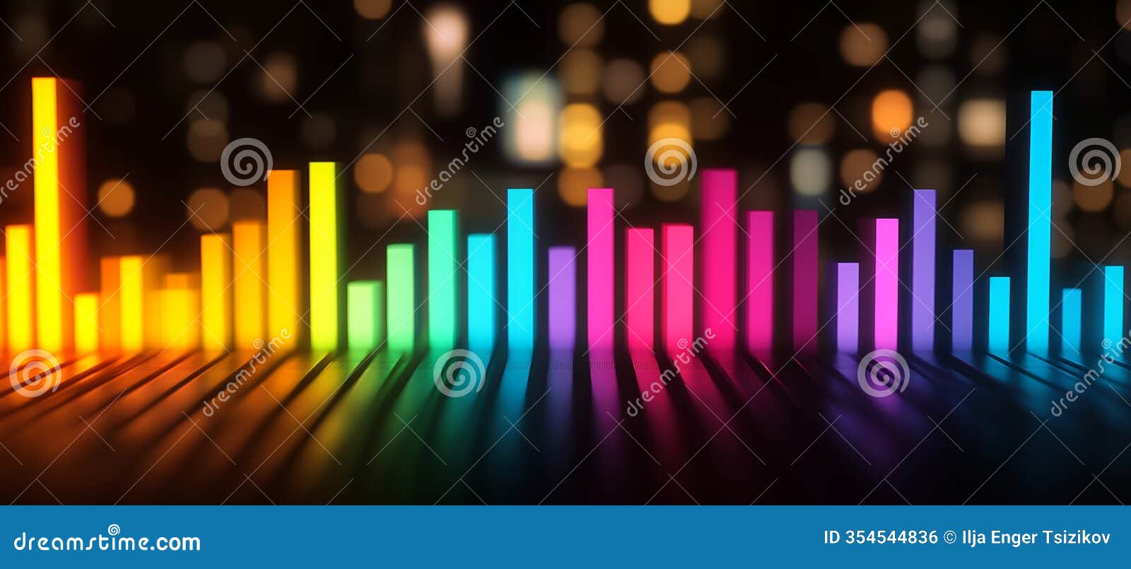 Colorful Spectrum of Abstract Glowing Bars on Dark Background ...