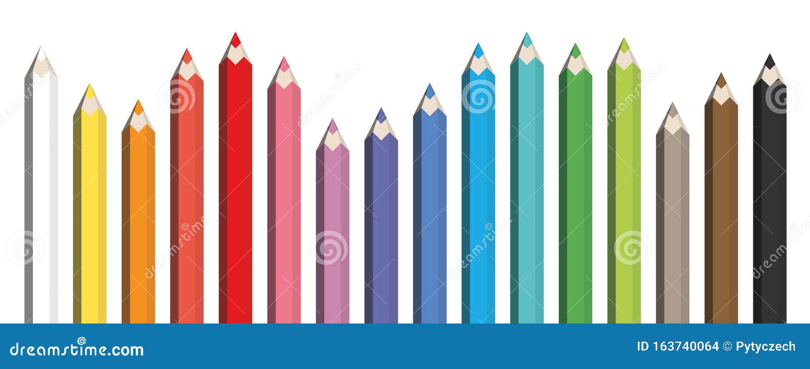 Colorful Spectrum of Pencils. Sharpened Crayons Set Stock Vector ...