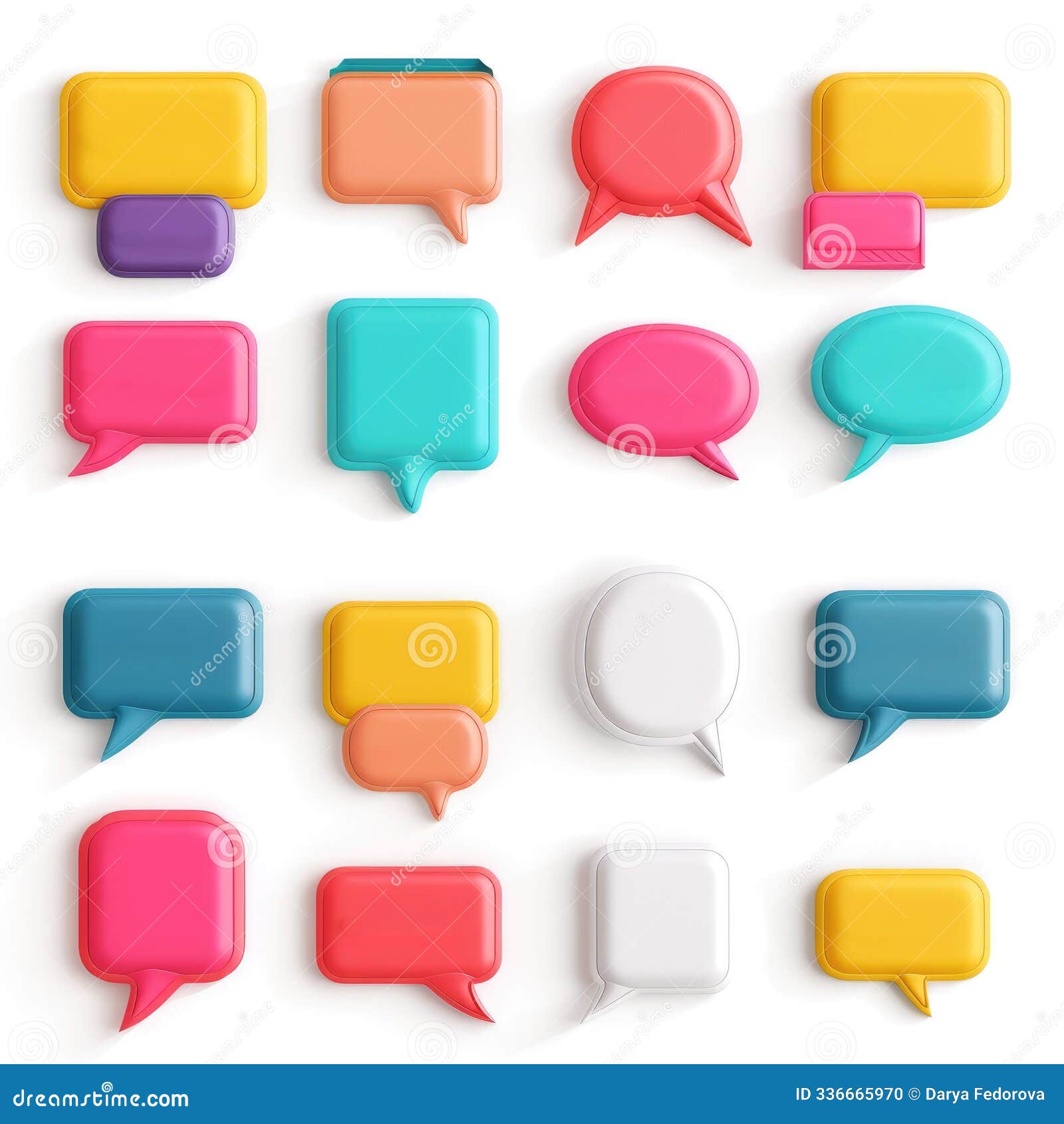 Colorful Speech Bubble Icons in a Grid Pattern on White Background ...