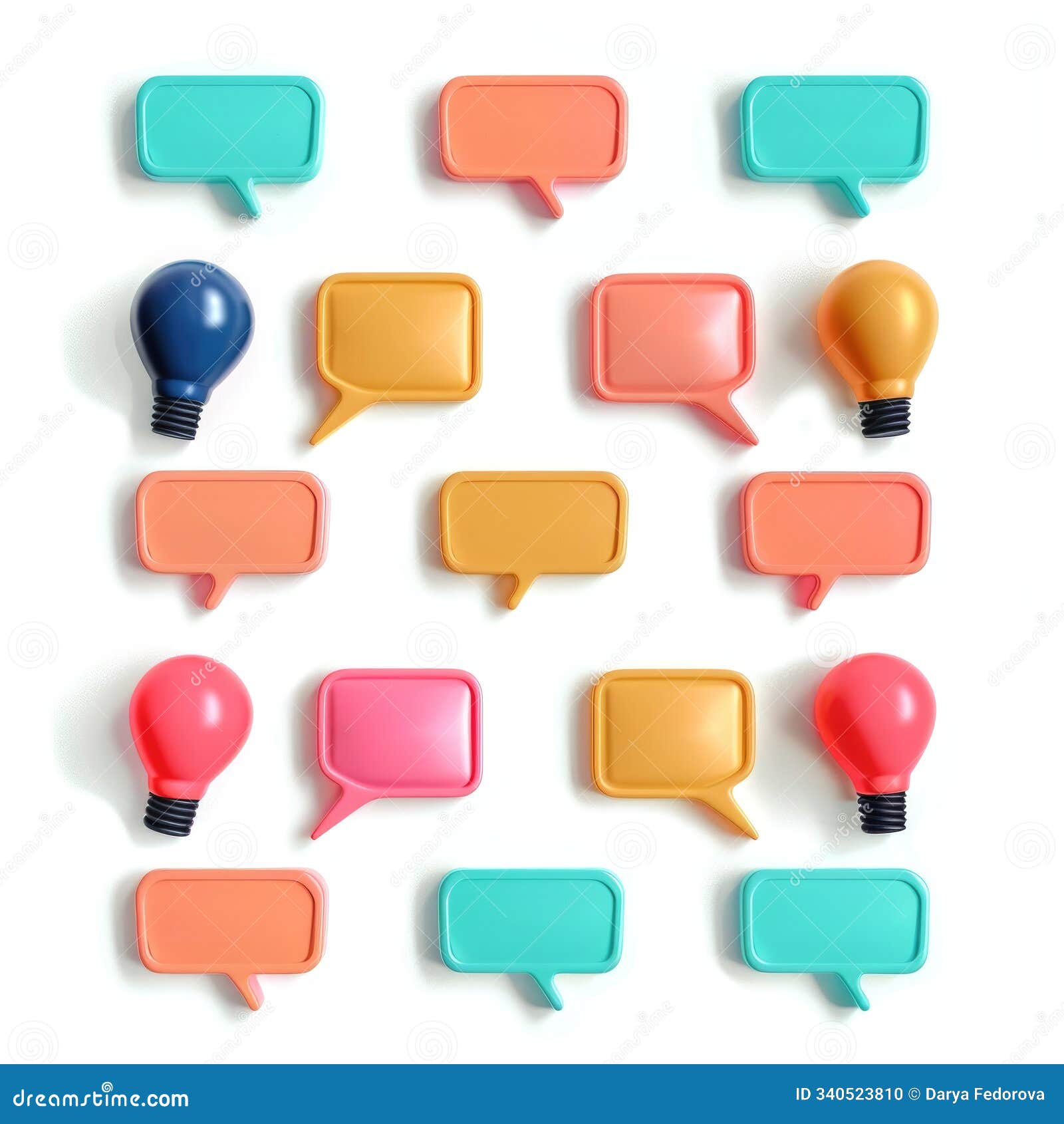 Colorful Speech Bubble Icons in a Grid Pattern on White Background ...