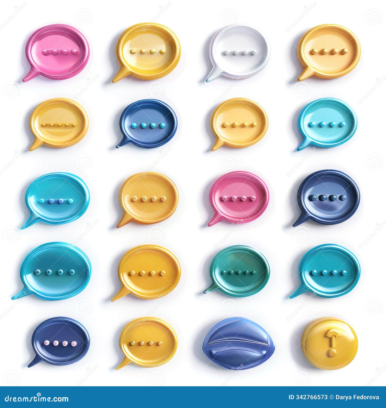 Colorful Speech Bubble Icons in a Grid Pattern on White Background ...