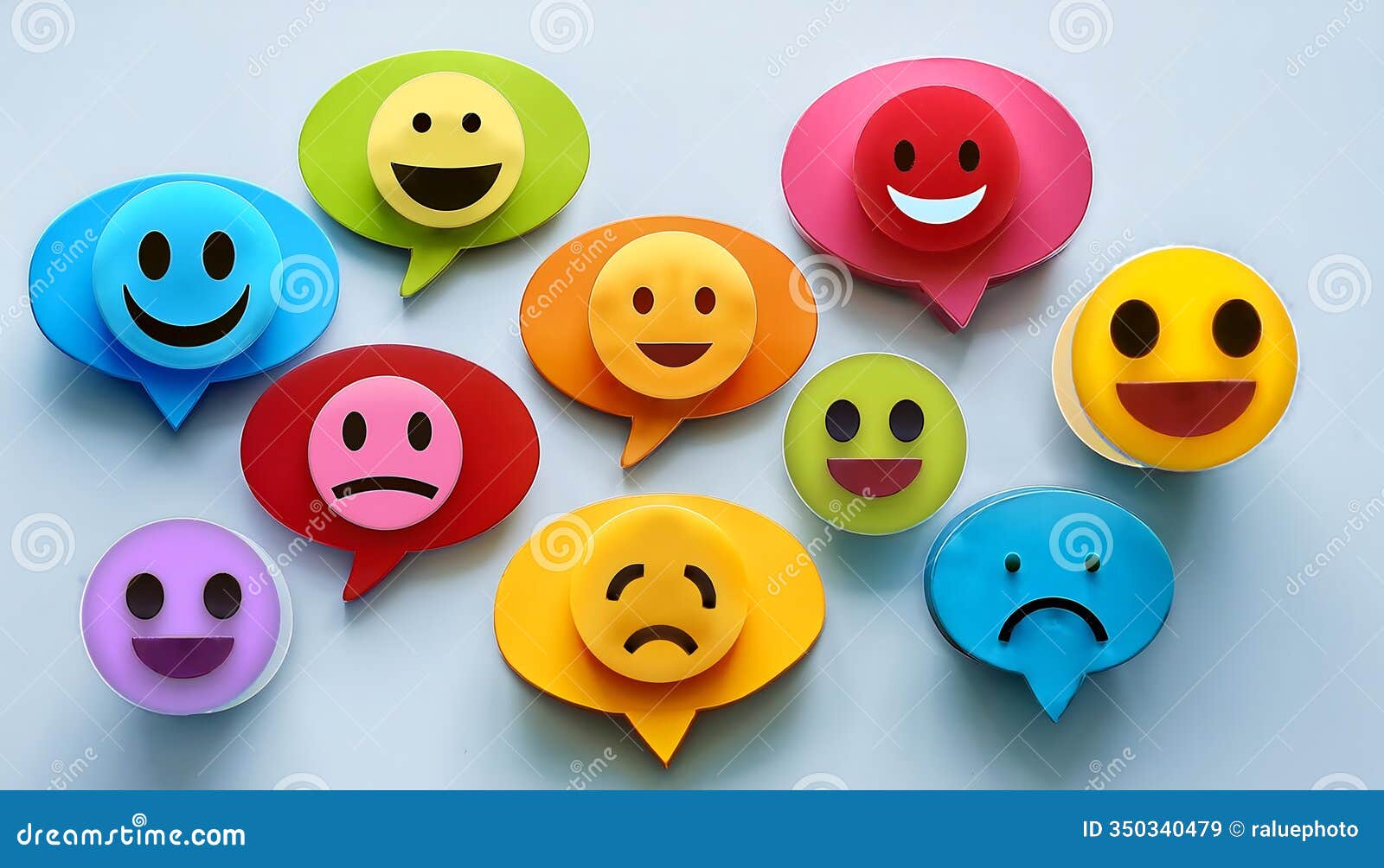 Colorful Speech Bubbles Filled with Various Expressive Emojis Stock ...