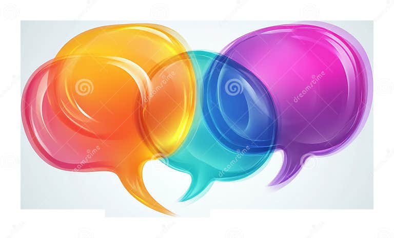 Colorful Speech Bubbles Overlapping with Glossy Effect, Communication ...