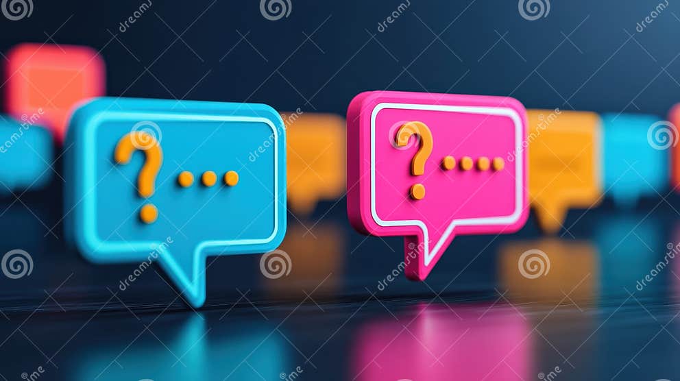 Colorful Speech Bubbles with Question Marks on a Dark Background ...