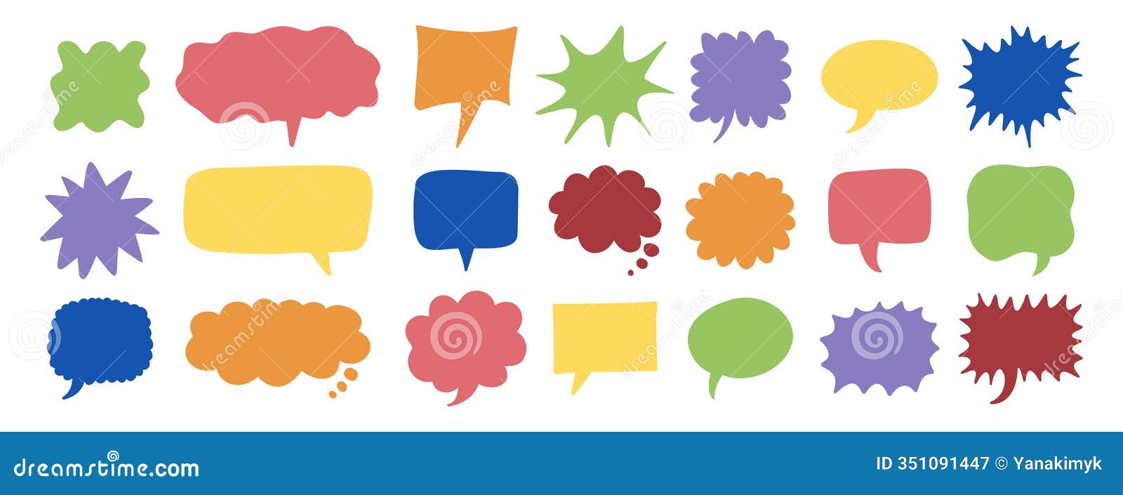 Colorful Speech Bubbles Set. Hand Drawn Vector Cute Communication ...