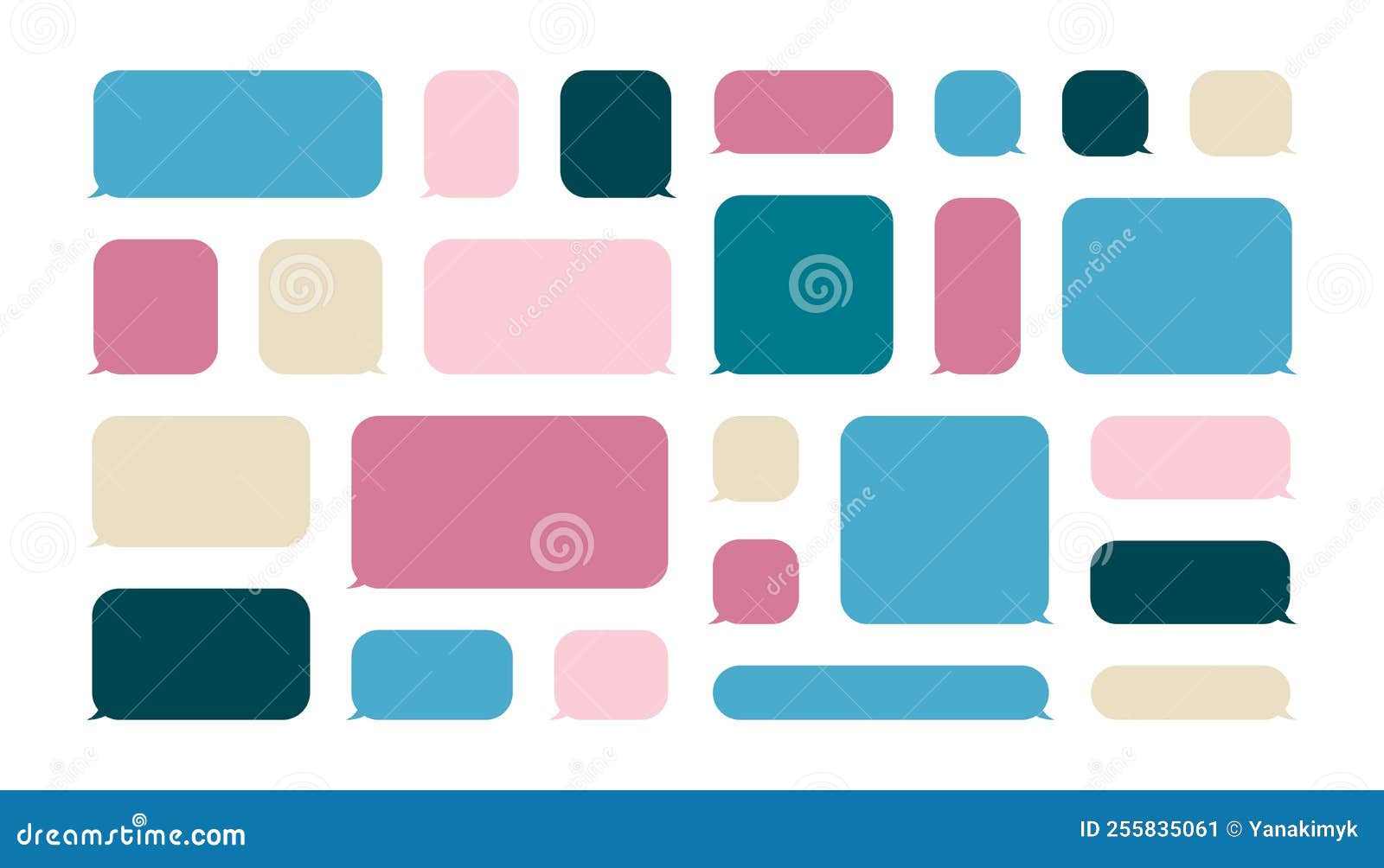 Colorful Speech Bubbles Set. Rectangle Square Shape Stock Vector - Illustration of marketing ...