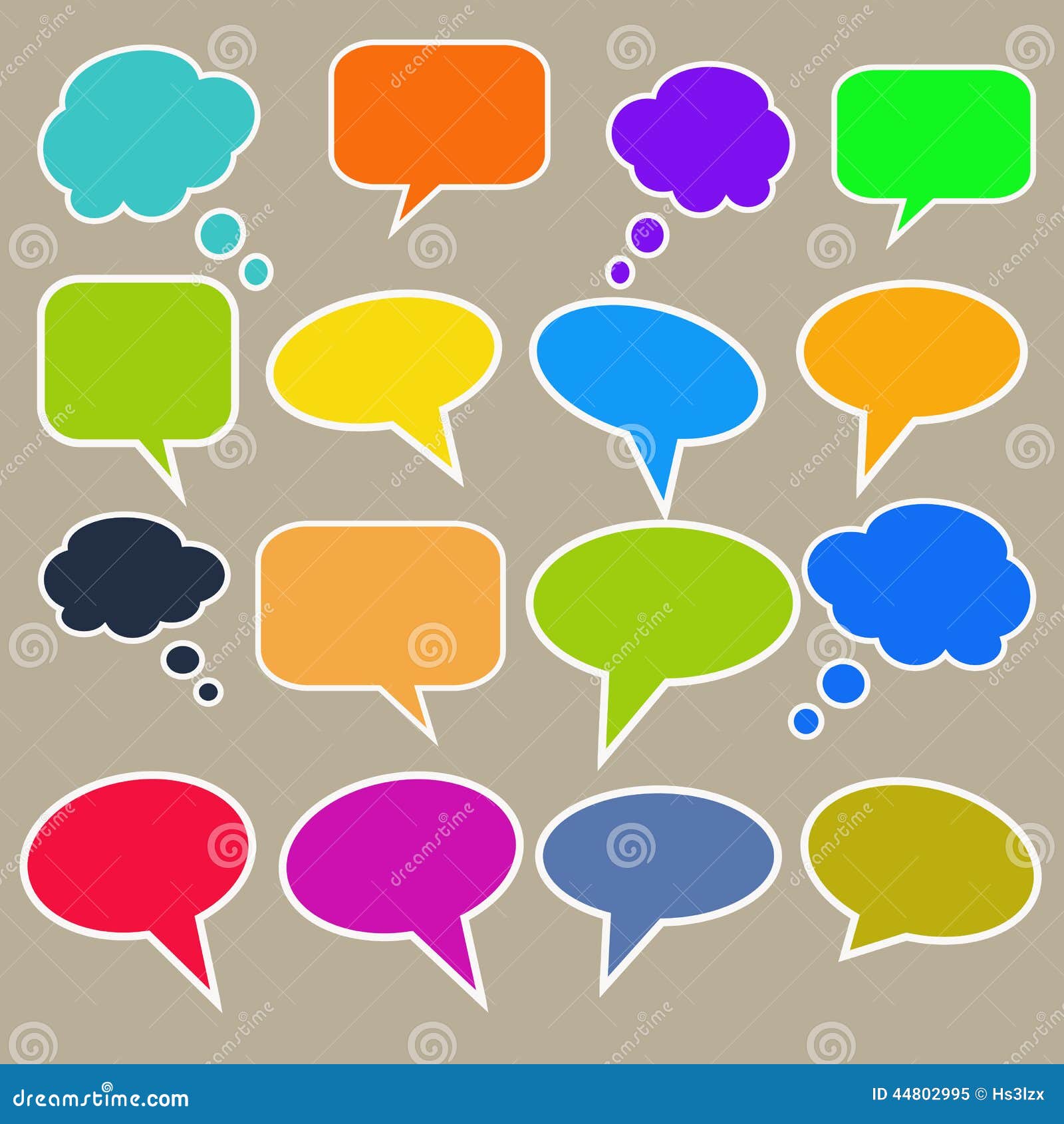 Colorful Speech Bubbles Thinking Bubble Stock Vector - Illustration of ...