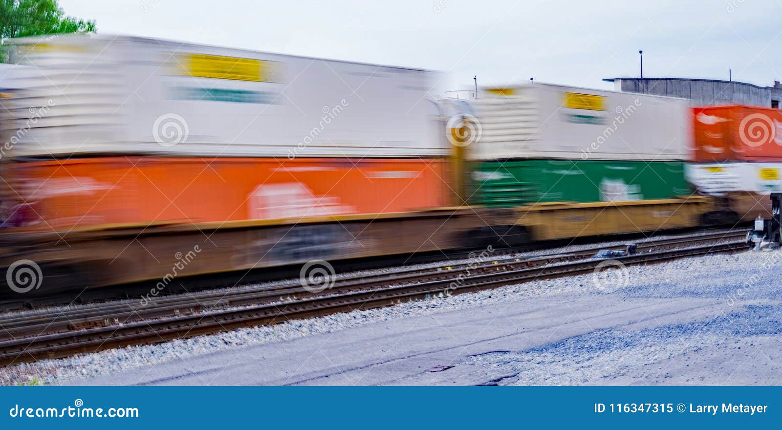 Colorful Speeding Double-stack Freight Train Stock Image - Image of ...