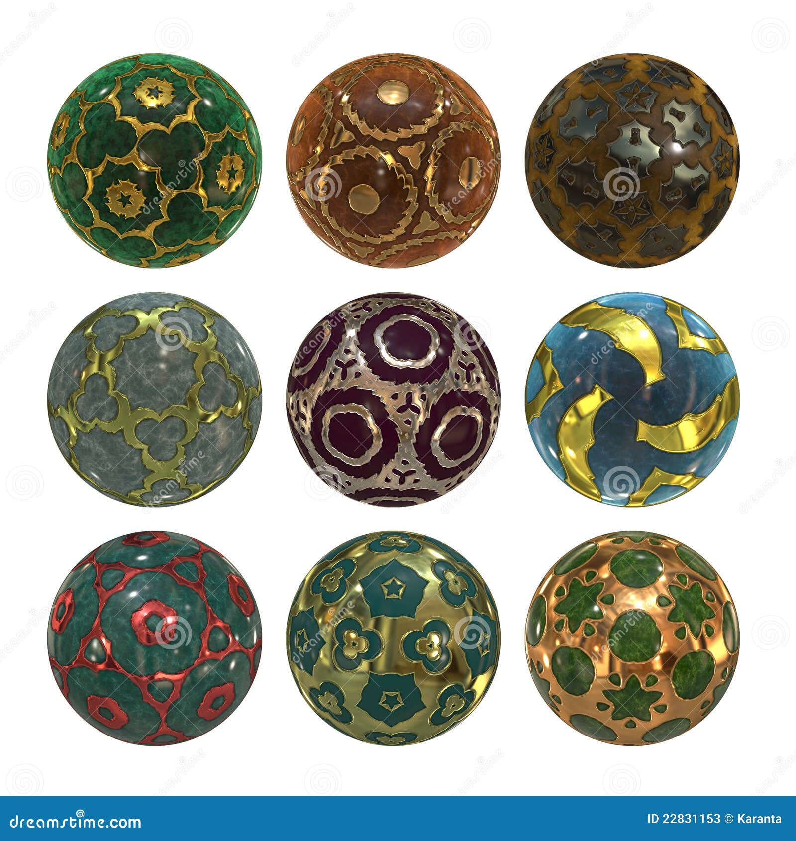 Colorful Sphere Collection with Glossy Ornaments Stock Illustration ...