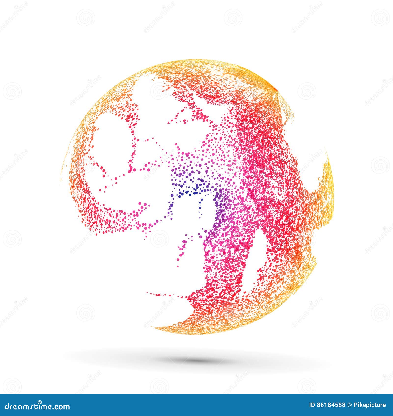 Colorful Sphere Composition Vector. Dotted Abstract Graphics. Isolated ...
