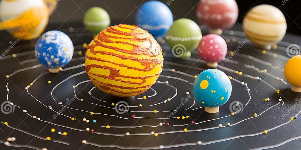 Colorful Spheres Arranged in Solar System Formation Stock Illustration ...