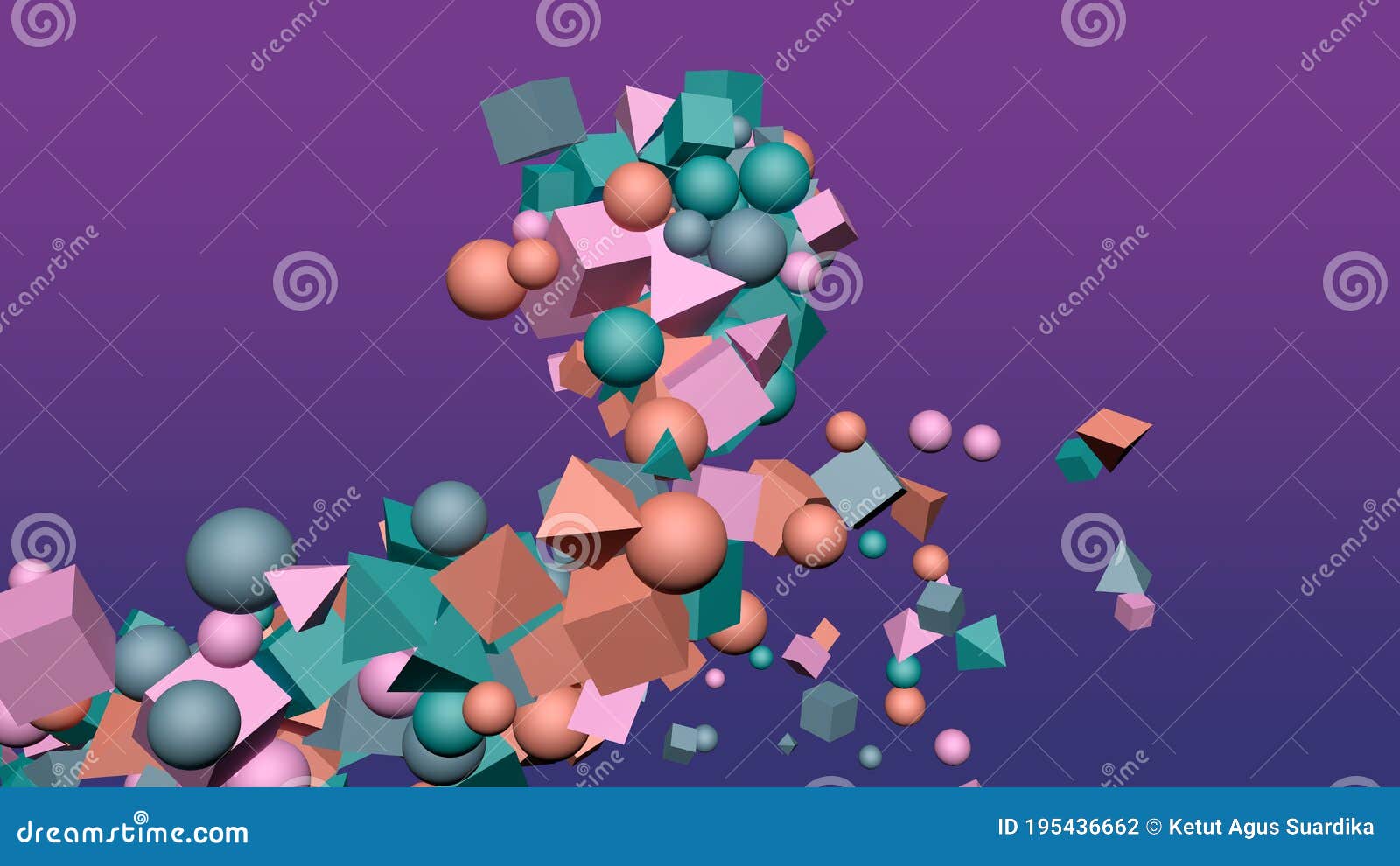 Colorful Spheres Cubes Pyramids Geometric Shapes Cluster 3D Rendering ...