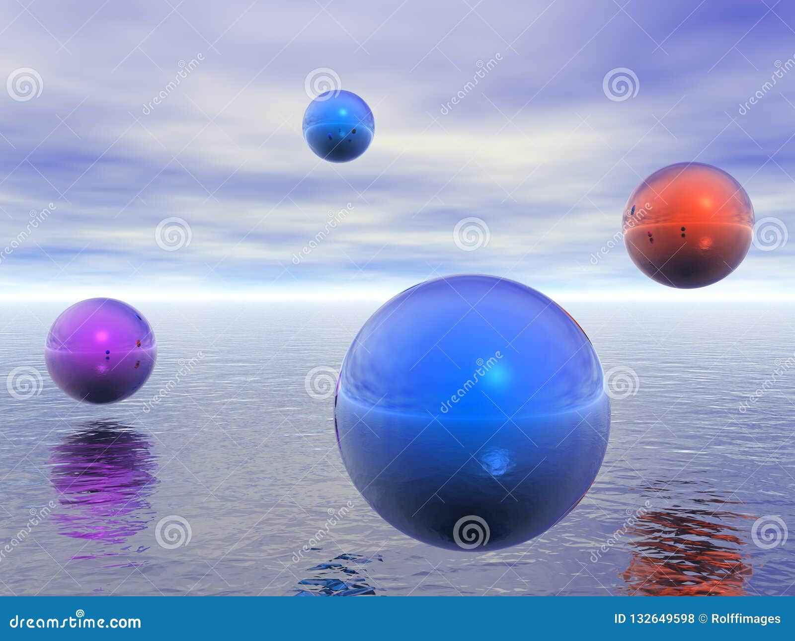 Colorful Spheres. Ocean Surface Stock Illustration - Illustration of ...