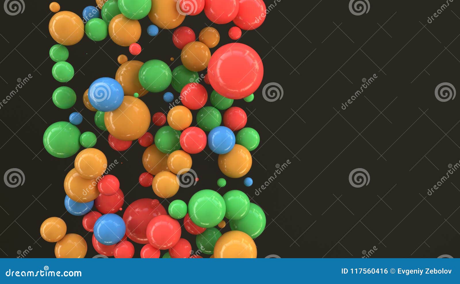 Colorful Spheres of Random Size on Black Background Stock Illustration ...
