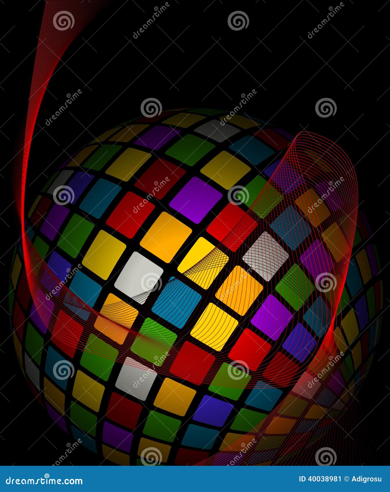 Colorful Spherical Abstract Background Made of Squares Stock Vector ...