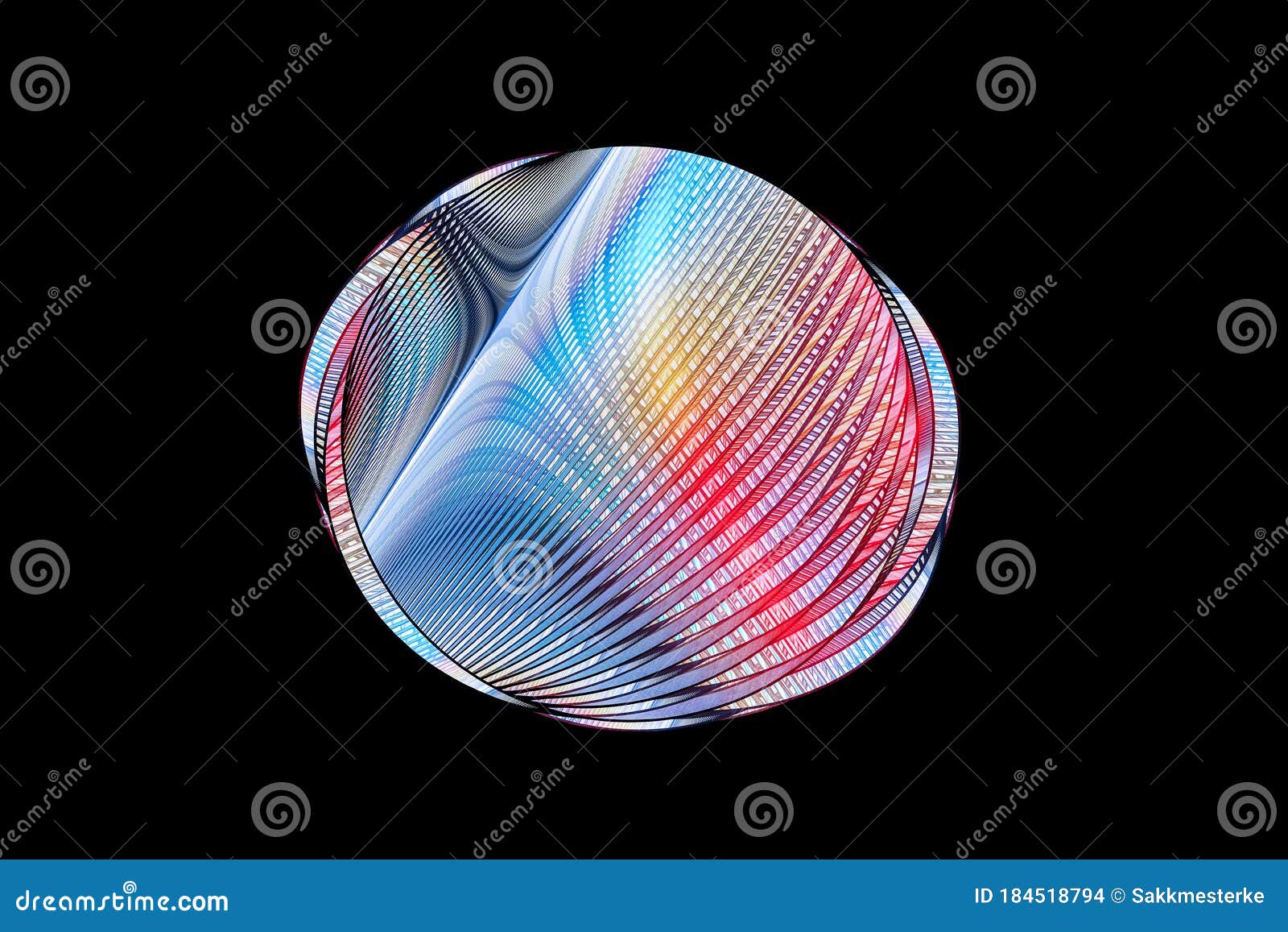 Colorful Spherical Fractal Geometry Isolated on Black Abstract ...