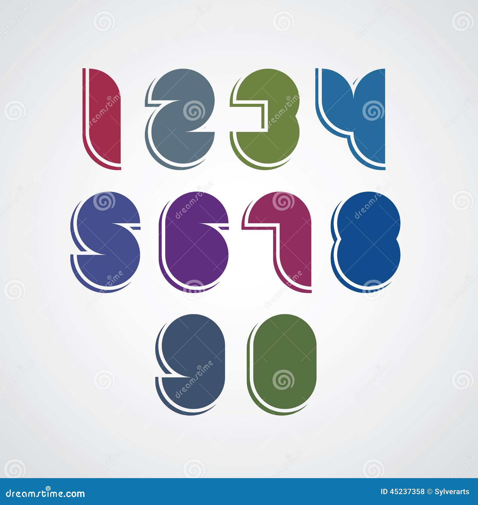 Colorful Spherical Geometric Smooth Comic Numbers Stock Vector ...