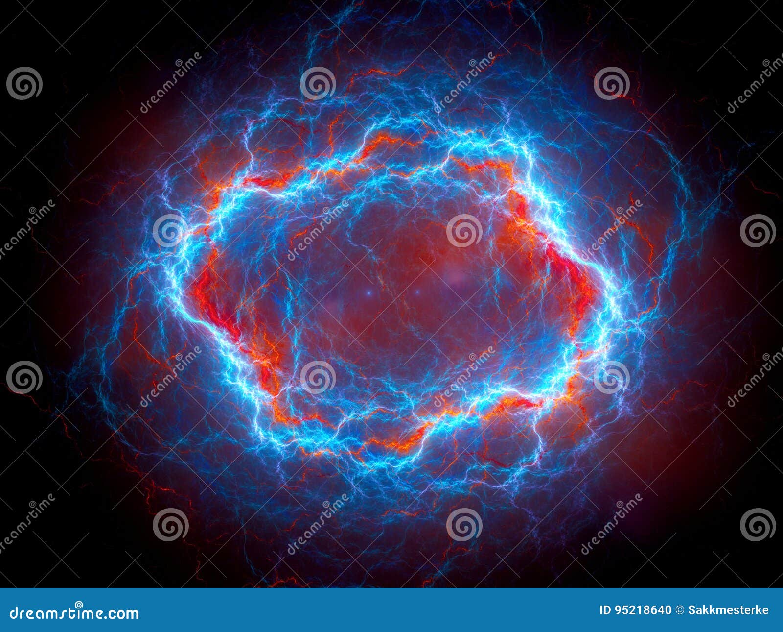 Colorful Spherical High Energy Plasma Lightning in Space Stock ...