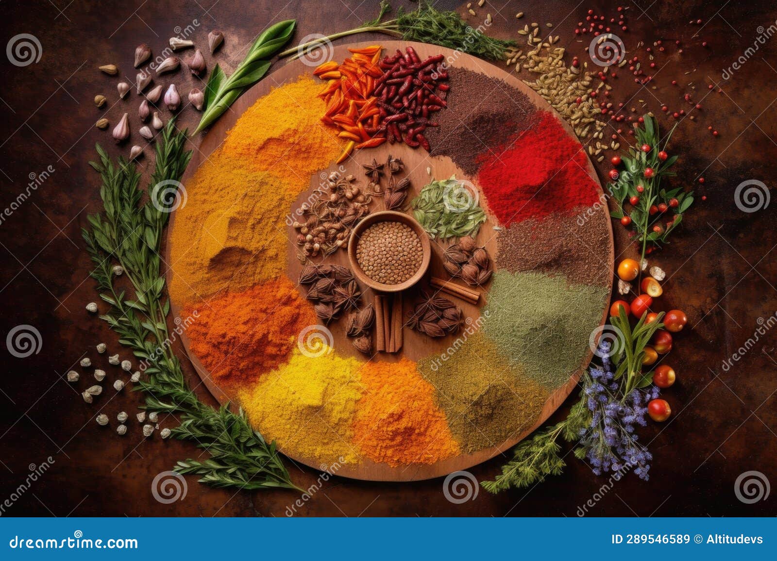 Colorful Spice Mixtures Arranged in a Circle Stock Image - Image of ...