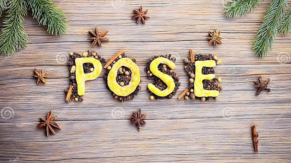 Colorful Spices Forming the Word POSE . Stock Illustration ...