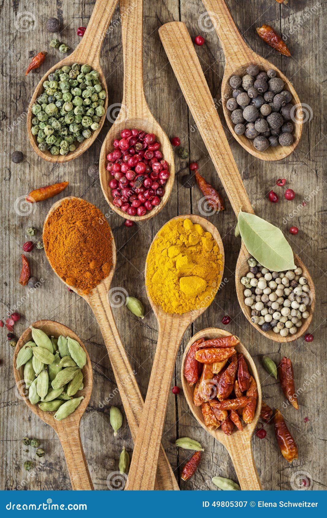 Colorful spices stock image. Image of color, wooden, country - 49805307