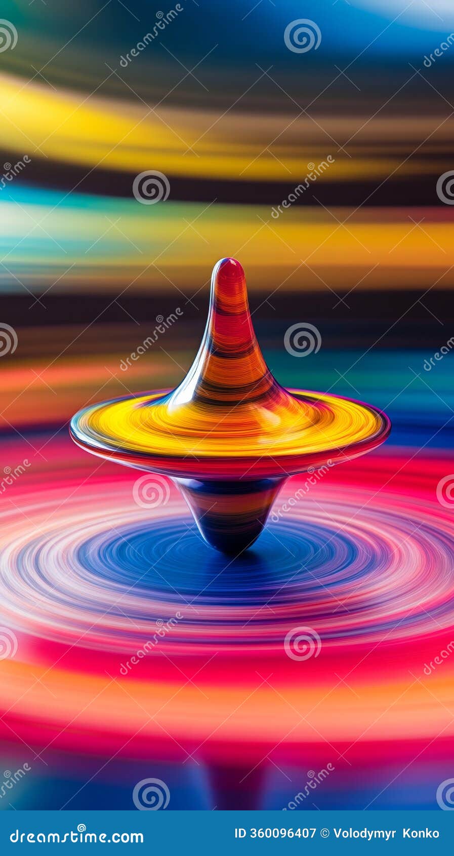 Colorful Spinning Top with Motion Blur Effect, Vibrant Abstract Art ...