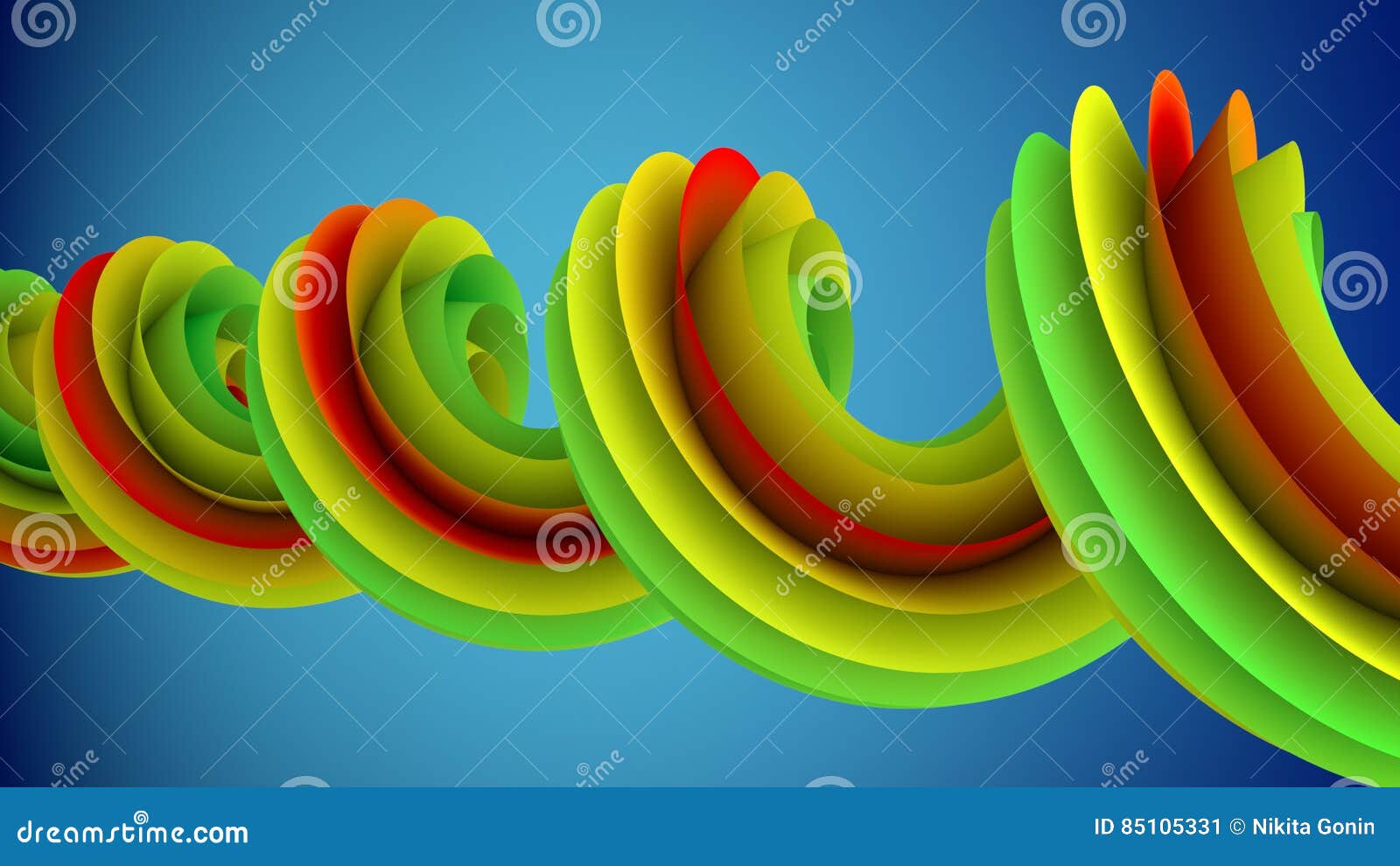 Colorful Spiral Curve Abstract 3D Render Stock Illustration ...