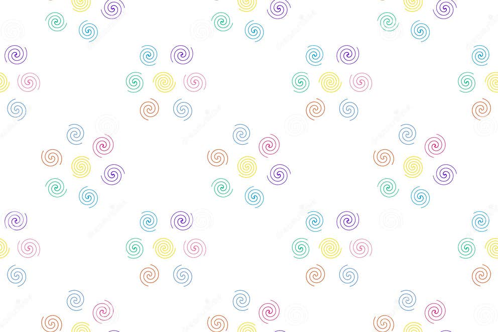 Colorful Spiral Floral Pattern on White Background Stock Illustration ...