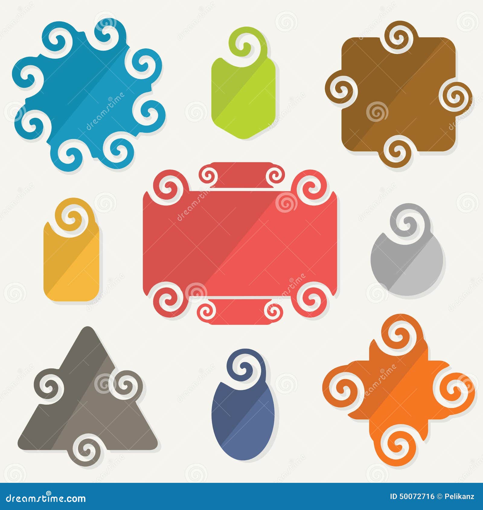 Colorful Spiral Shapes Tag Design Elements Icons Set Stock Vector ...