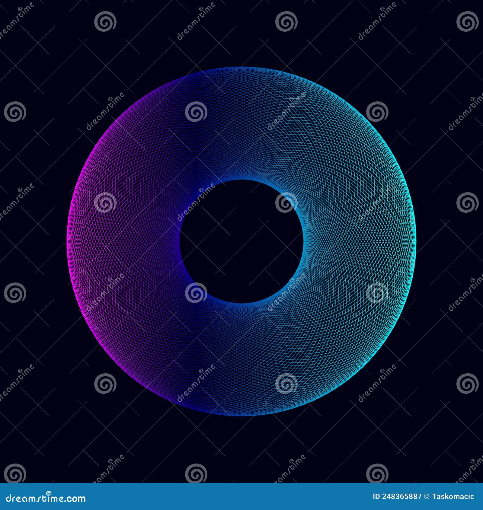 Colorful Spirograph on Blue Background. Concentric Wormhole or Black ...