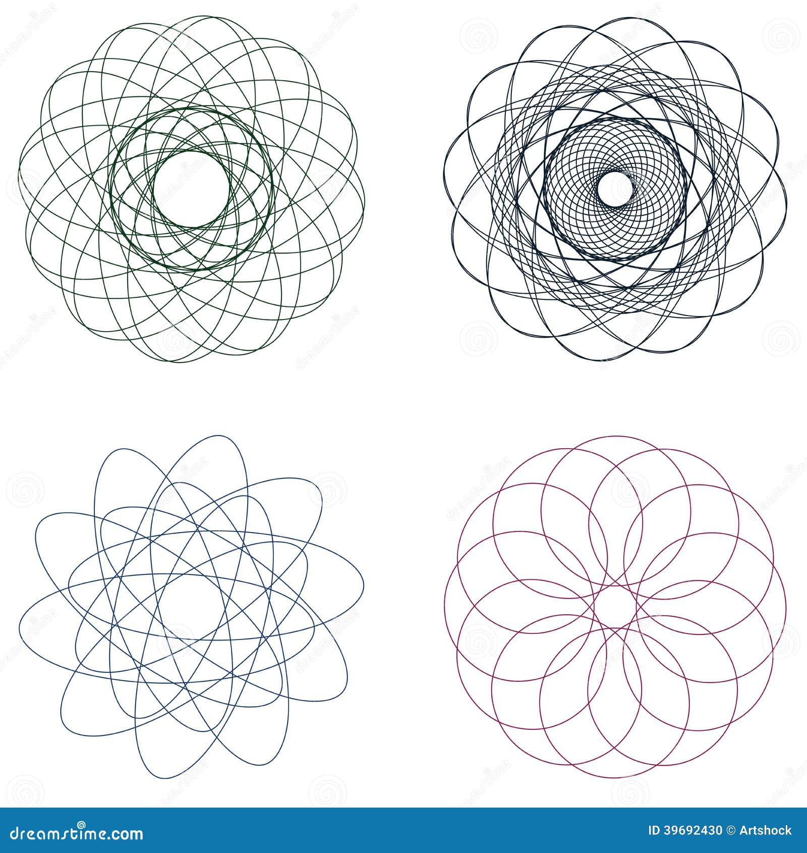 Colorful Spirographs stock vector. Illustration of geometry - 39692430