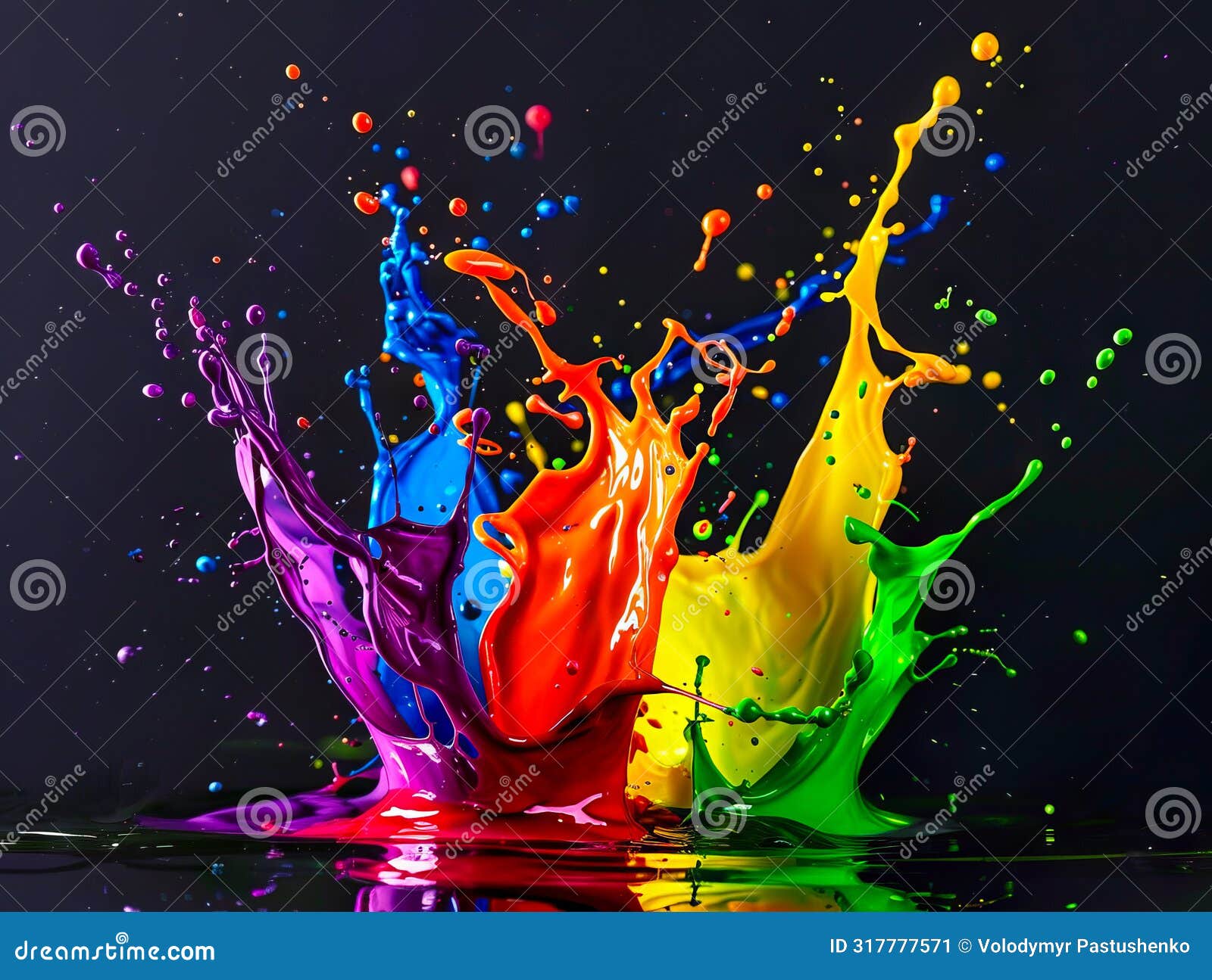 A Colorful Splash of Paint on Black Background Stock Image - Image of ...