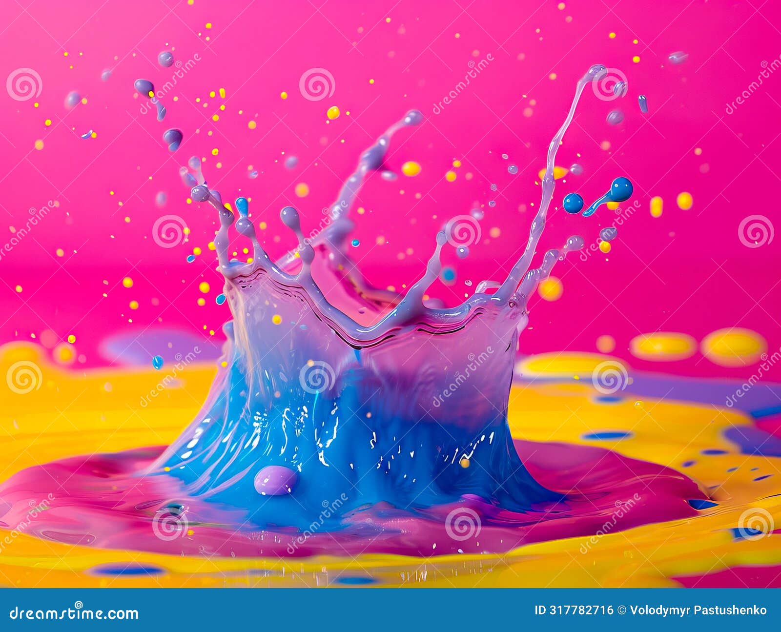 A Colorful Splash of Paint on a Pink Background Stock Photo - Image of ...