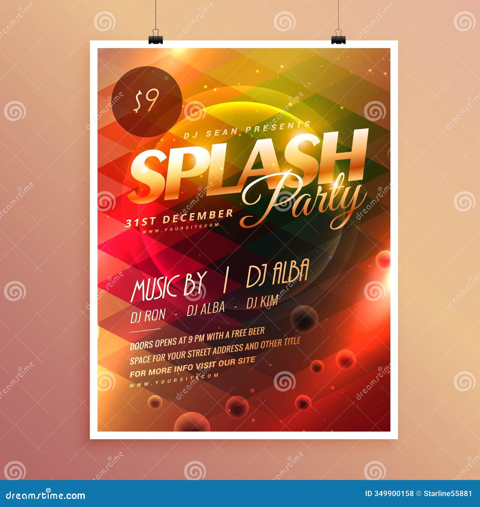 Colorful Splash Party Invitation Flyer Poster Template Stock Vector ...