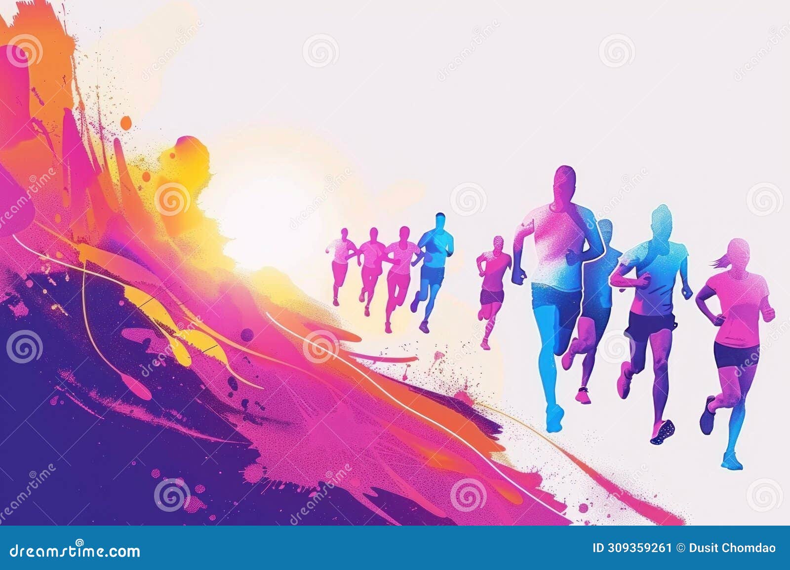 Colorful Splash Running Marathon Poster, People Run, Colorful Poster ...