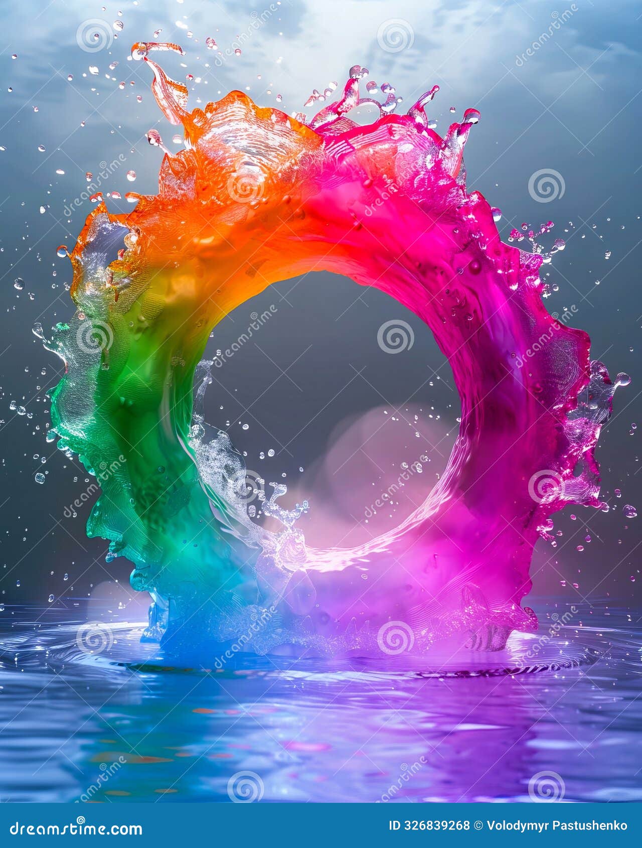 A Colorful Splash of Water in the Middle of the Ocean Stock Photo ...