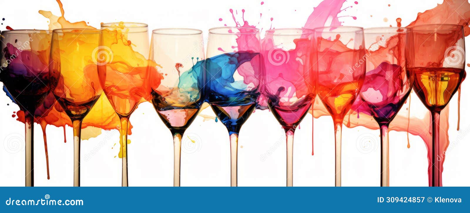 Colorful Splash in Wine Glasses on White Background Stock Image - Image ...