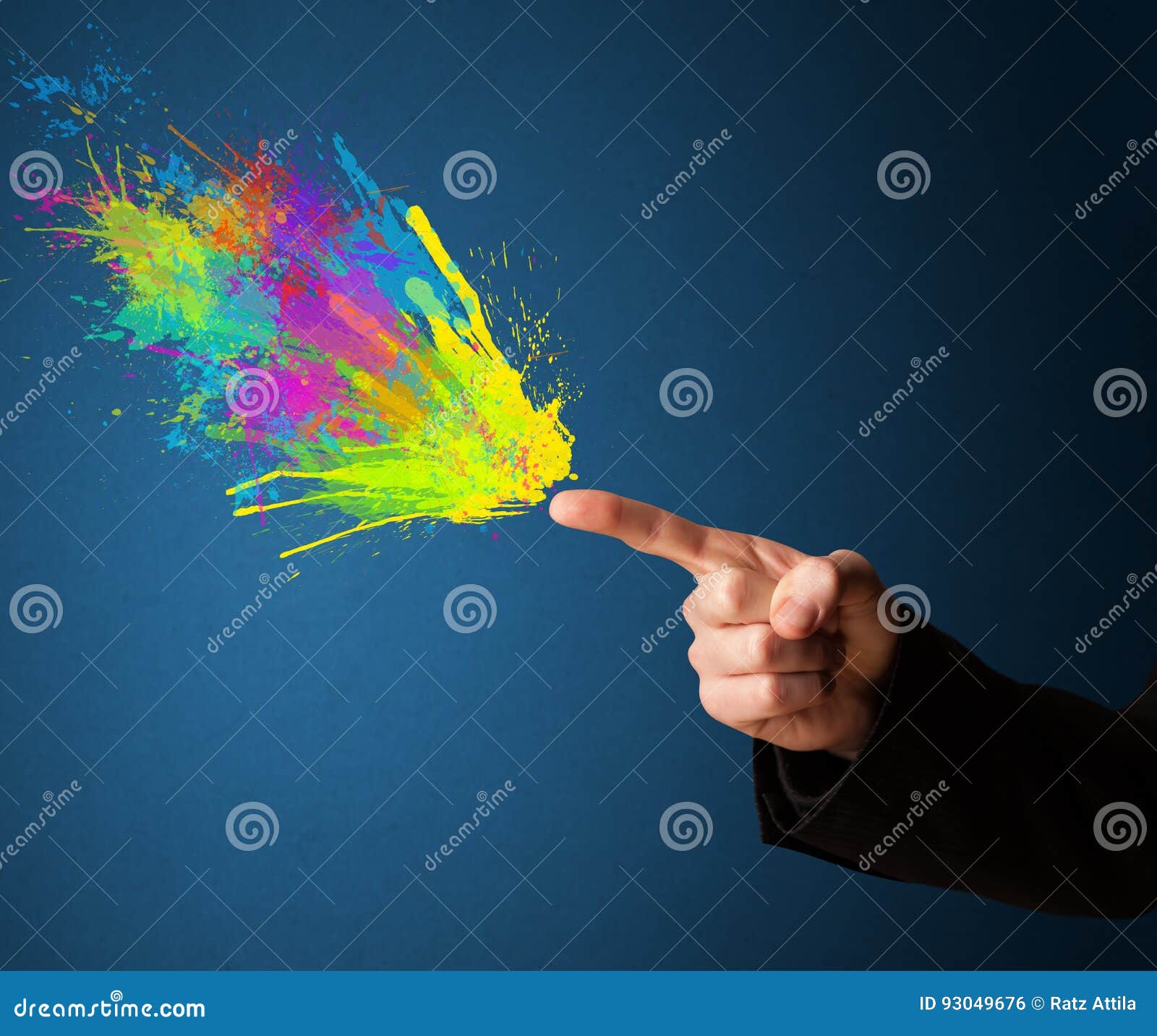Colorful Splashes are Coming Out of Gun Shaped Hands Stock Photo ...
