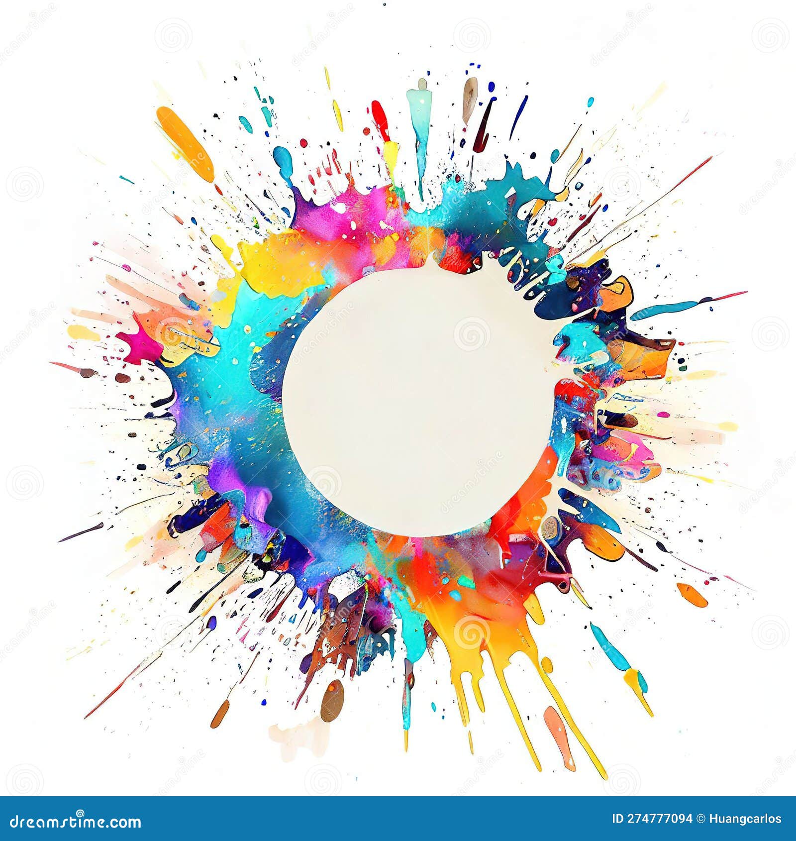 Colorful Splashes of Paint, Geometric, Abstract Art Copy Space with ...