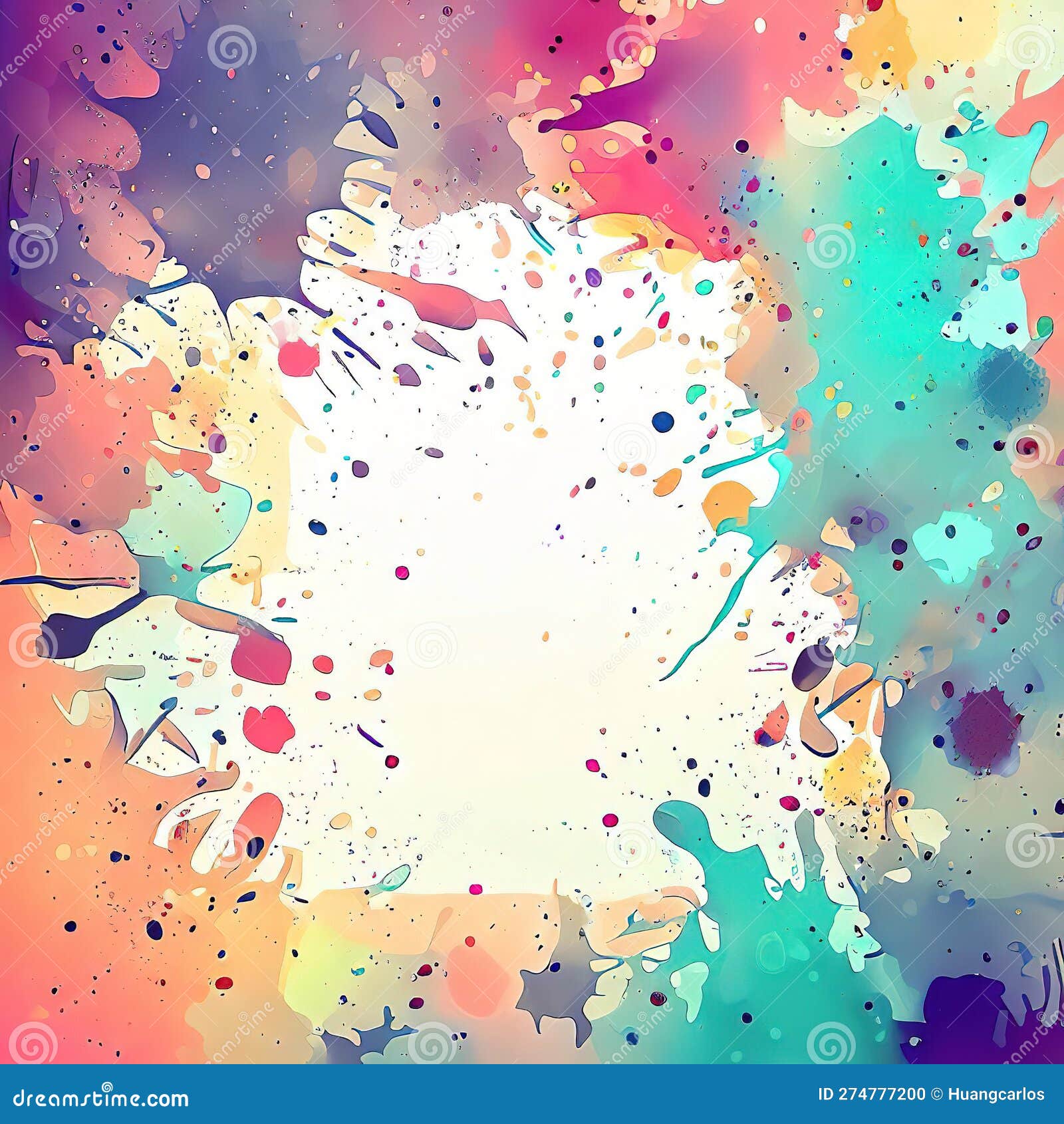 Colorful Splashes of Paint, Geometric, Abstract Art Copy Space with ...