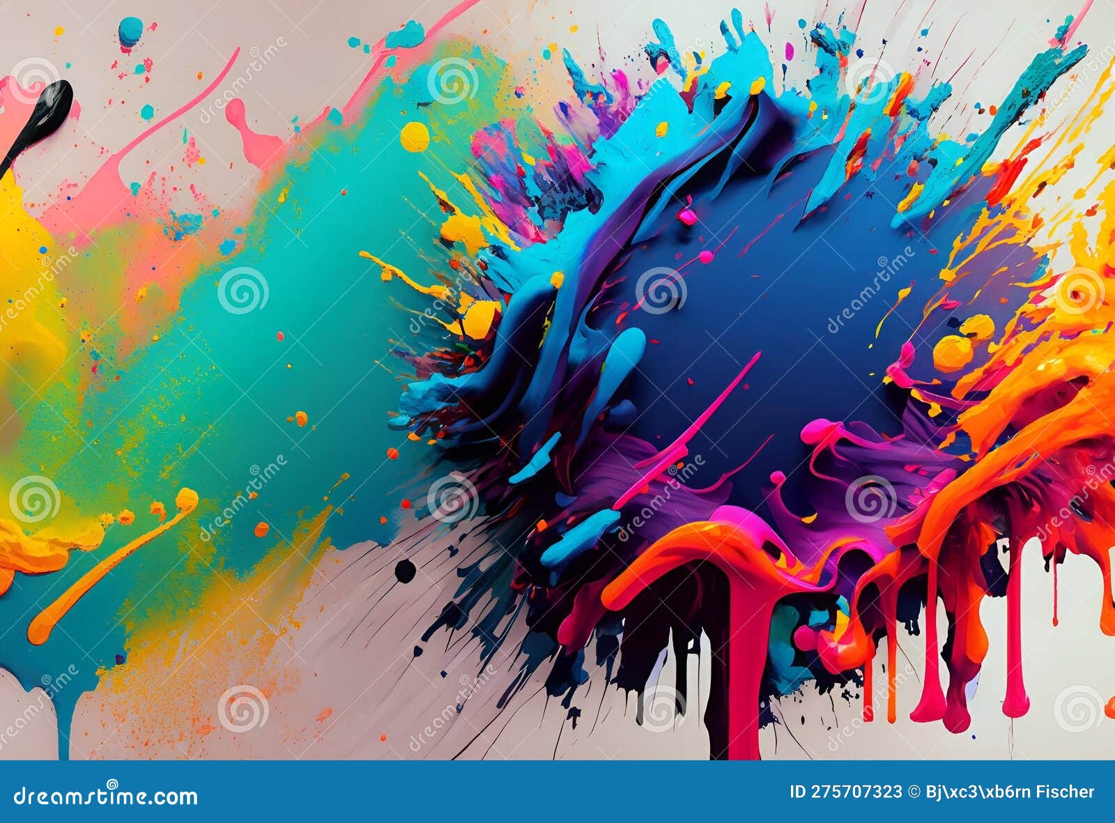 Colorful Splashes of Paint on Neutral Background Stock Illustration ...
