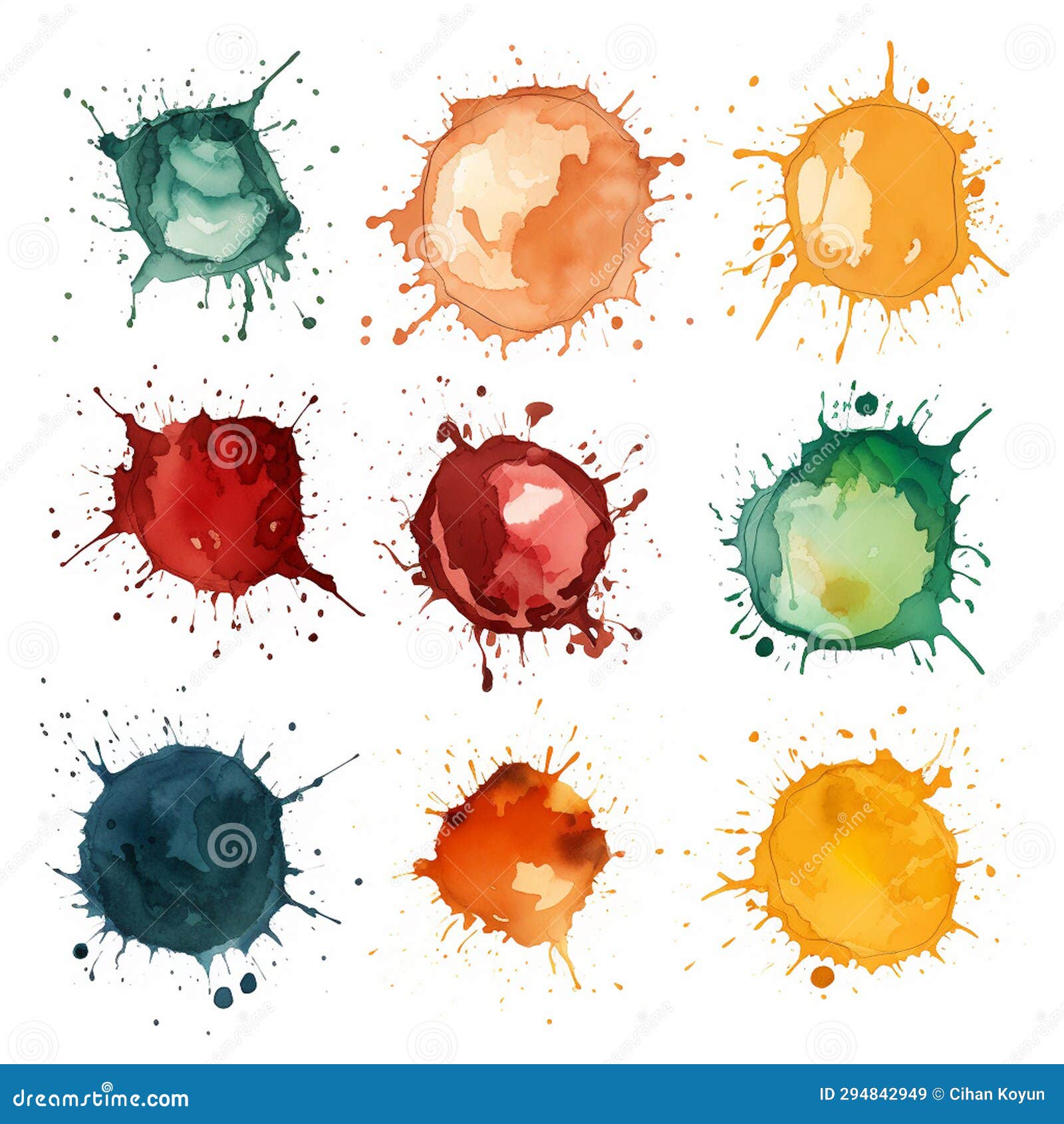 Colorful Splats on White with Painted Blots Stock Illustration ...