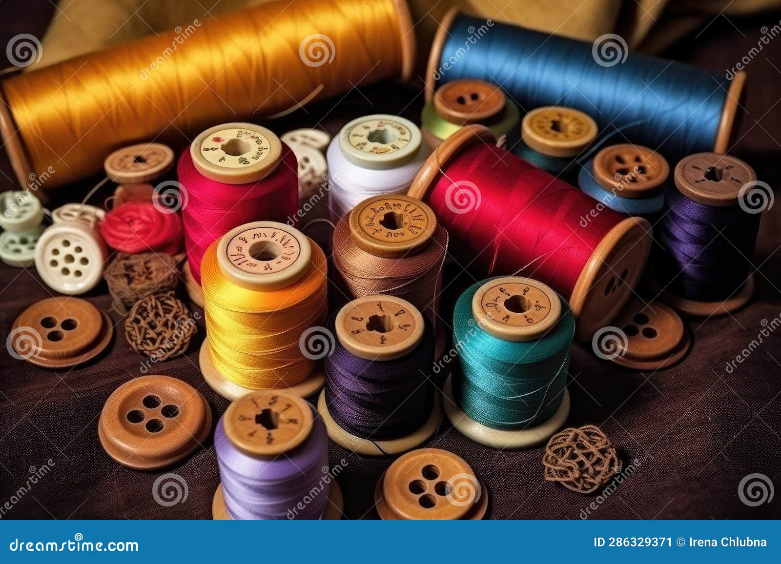 Colorful spools of thread stock illustration. Illustration of america ...