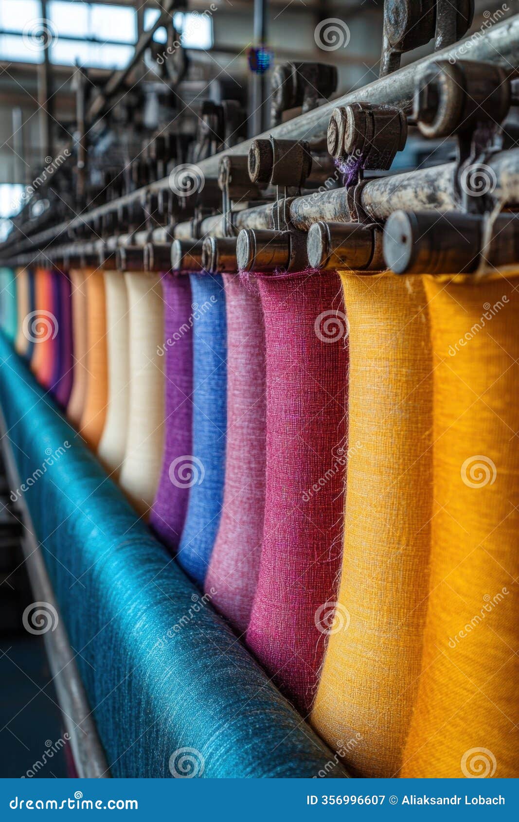 Colorful Spools of Thread Aligned in a Textile Workshop during Daylight ...