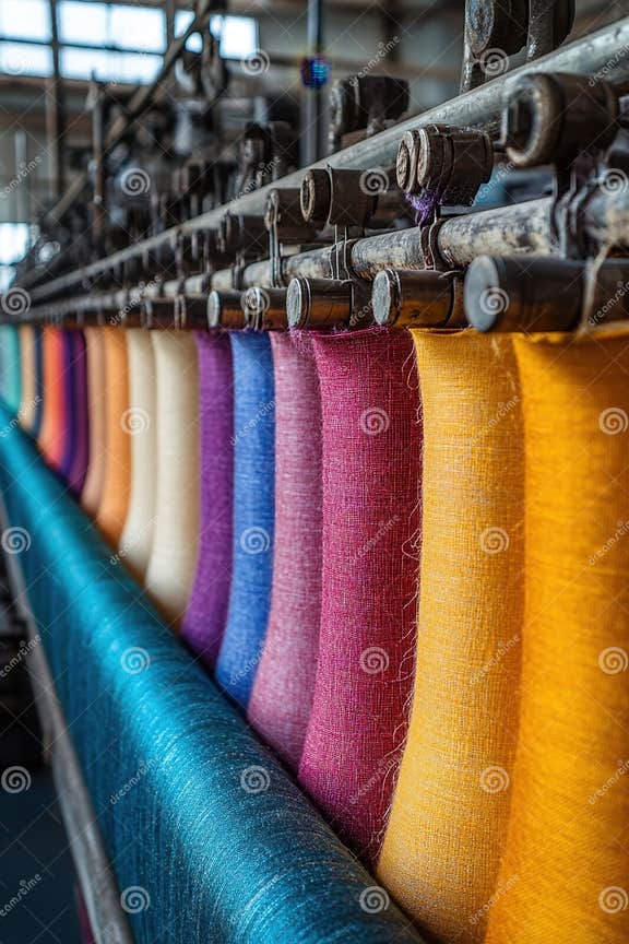 Colorful Spools of Thread Aligned in a Textile Workshop during Daylight ...