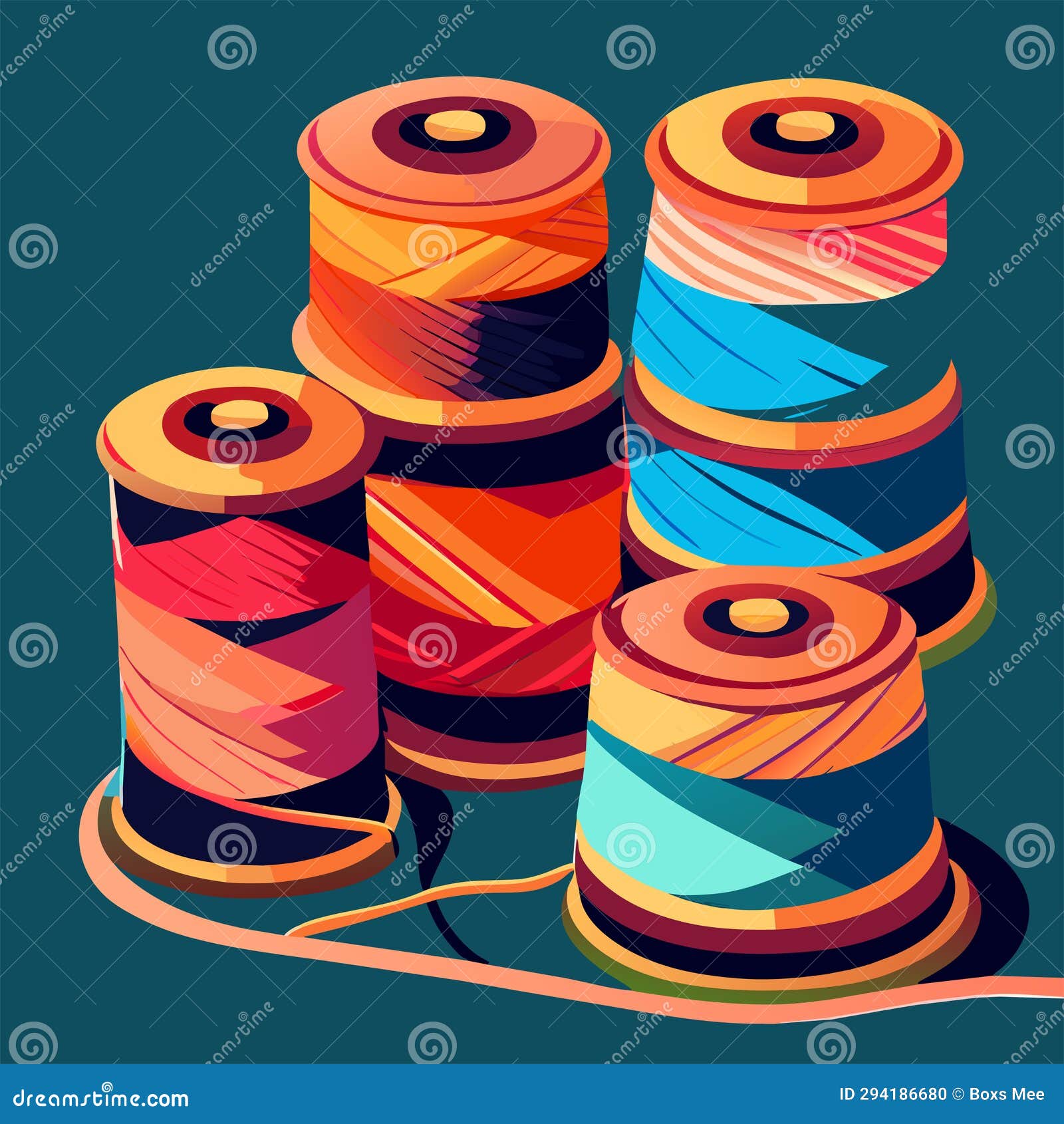 Colorful Spools of Thread. Vector Illustration in Cartoon Style Stock ...