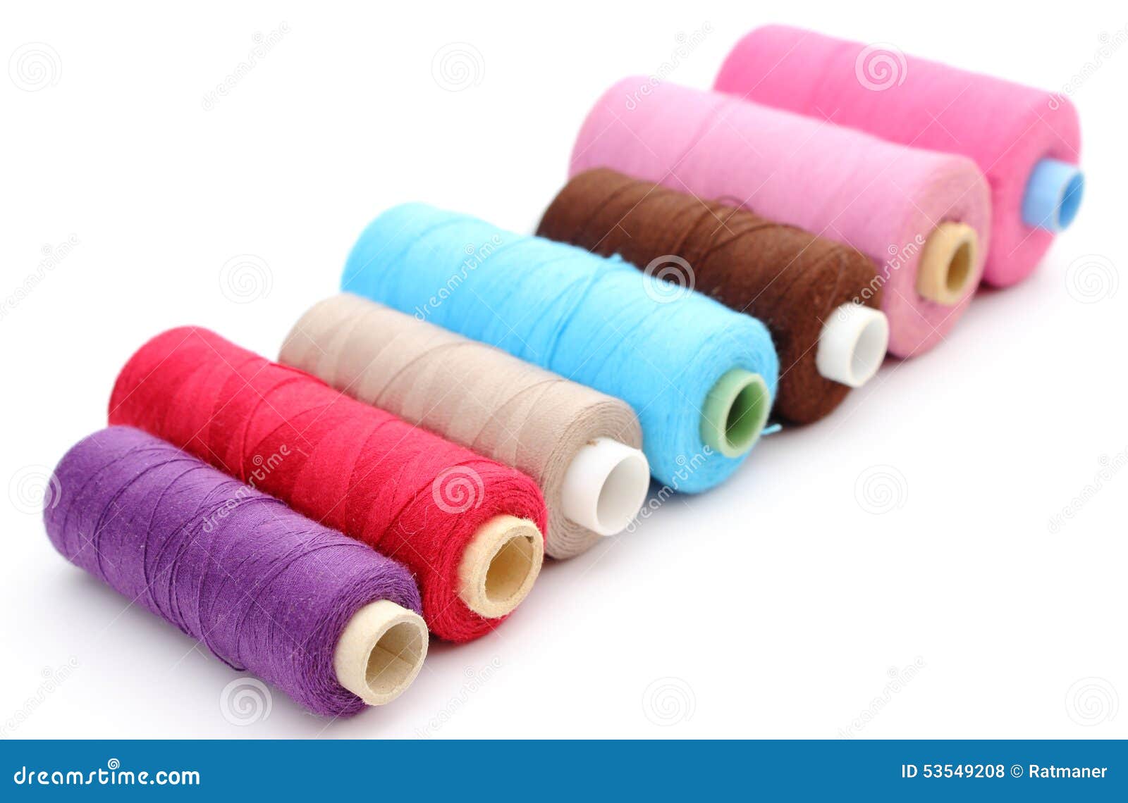 Colorful Spools of Thread on White Background Stock Photo - Image of ...